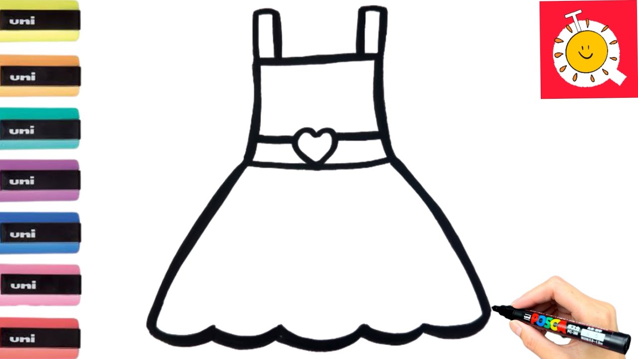 How to draw cute and easy Dress | Drawing for kids - YouTube