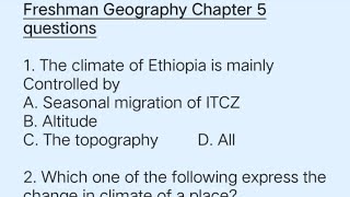 Geography Chapter 5 The Climate Of Ethiopia And The Horn Mcqs Part 1 ...