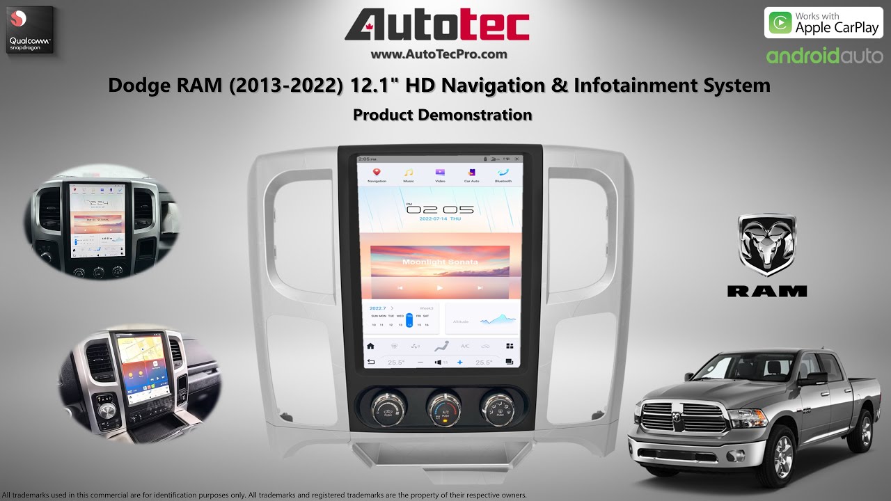 Dodge RAM (2013 - 2022) 12.1" HD IPS Tesla Style GPS & Infotainment ...