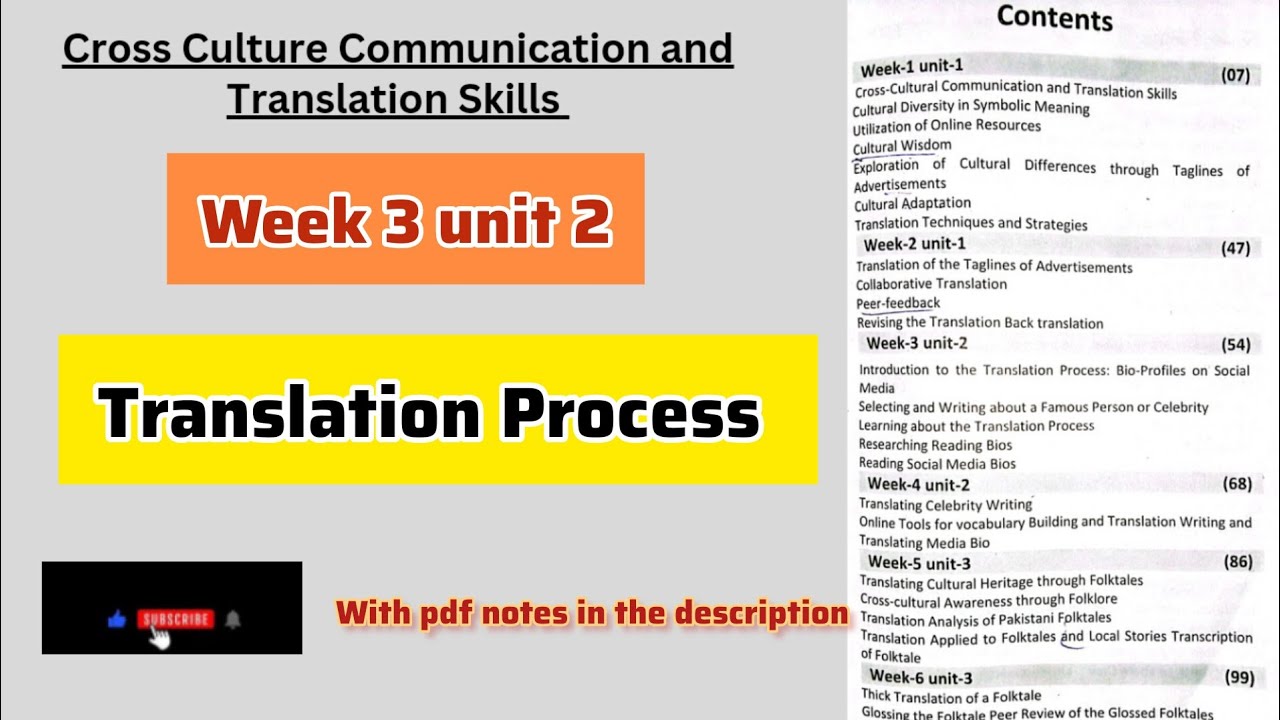 Cross Culture Communication and Translation Skills |Week 3 unit 2 ...