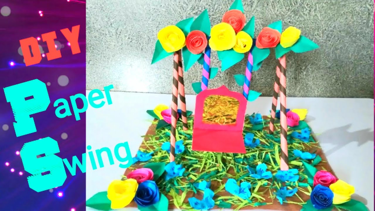 How to make a paper swing | DIY Miniature swing making at home | Paper ...