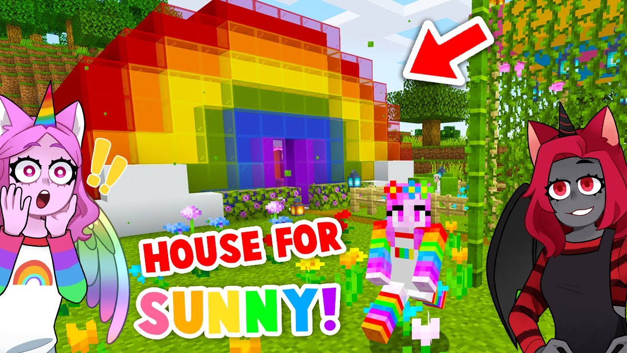 We Built A RAINBOW HOUSE For My Twin Sister SUNNY In Minecraft! - YouTube