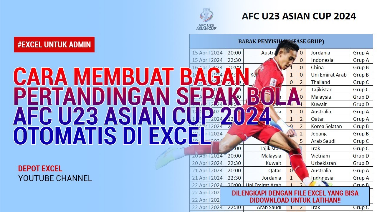 Membuat Bagan Jadwal, Hasil Pertandingan dan Klasemen Piala Asia U23 ...