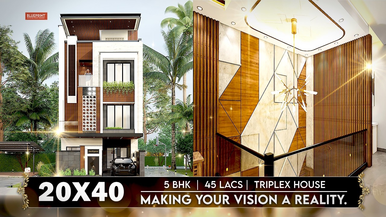 20*40 House Design | 800 sqft house design| 5 BHK | triplex house | 6x12Meters | Blueprint ...