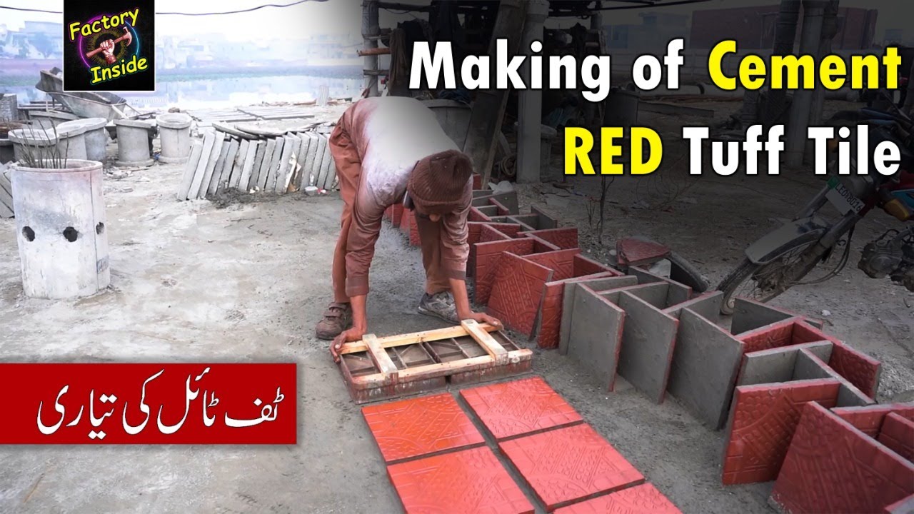 Making of cement tuff tile | Cement Red Tile | Project Factory - YouTube