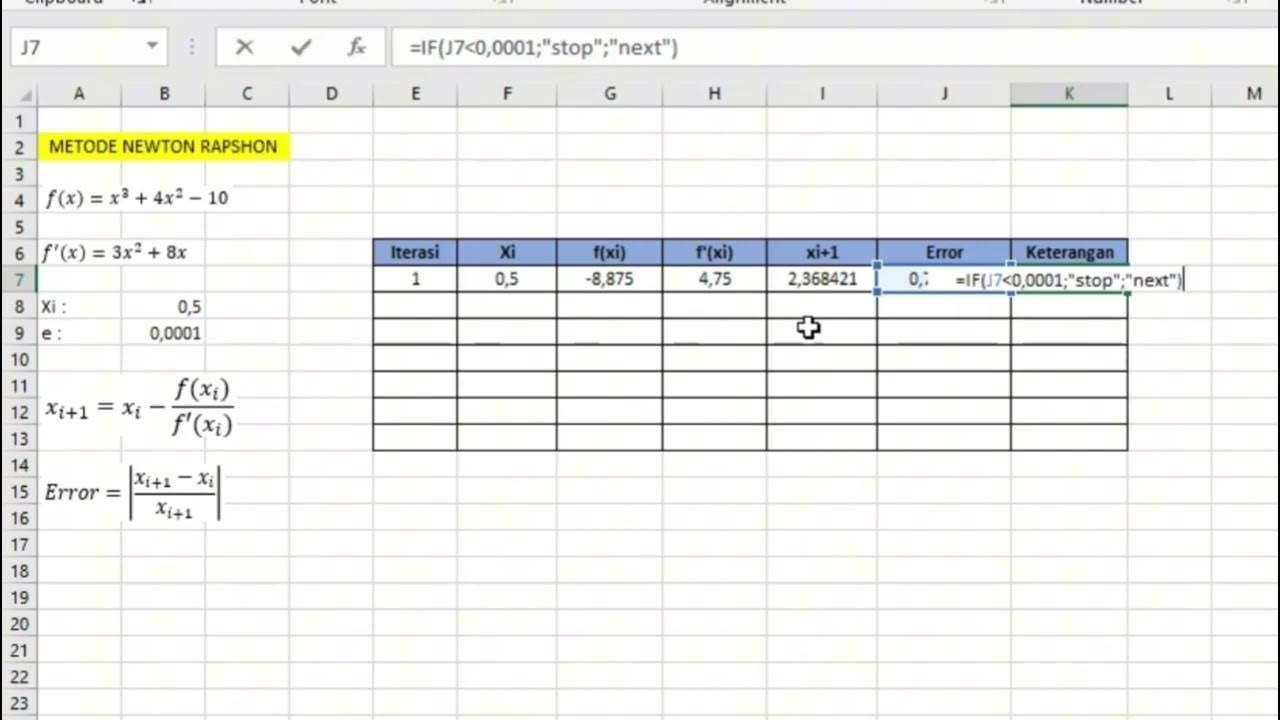 Metode Newton Raphson Menggunakan Microsoft Excel || Metode Numerik - YouTube
