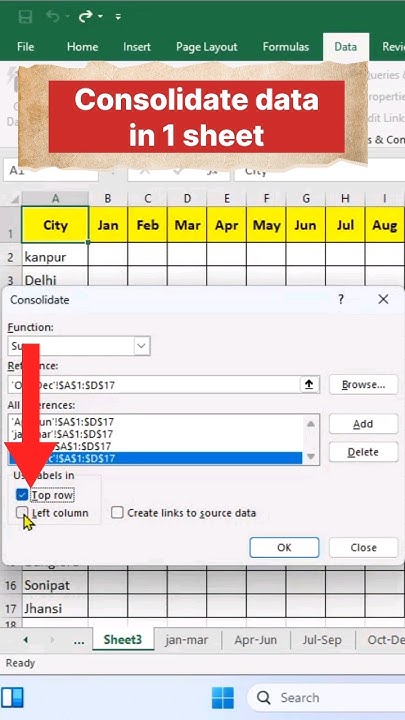 🔥how to consolidate data in excel || #excel #exceltutorial #exceltips #exceltricks - YouTube