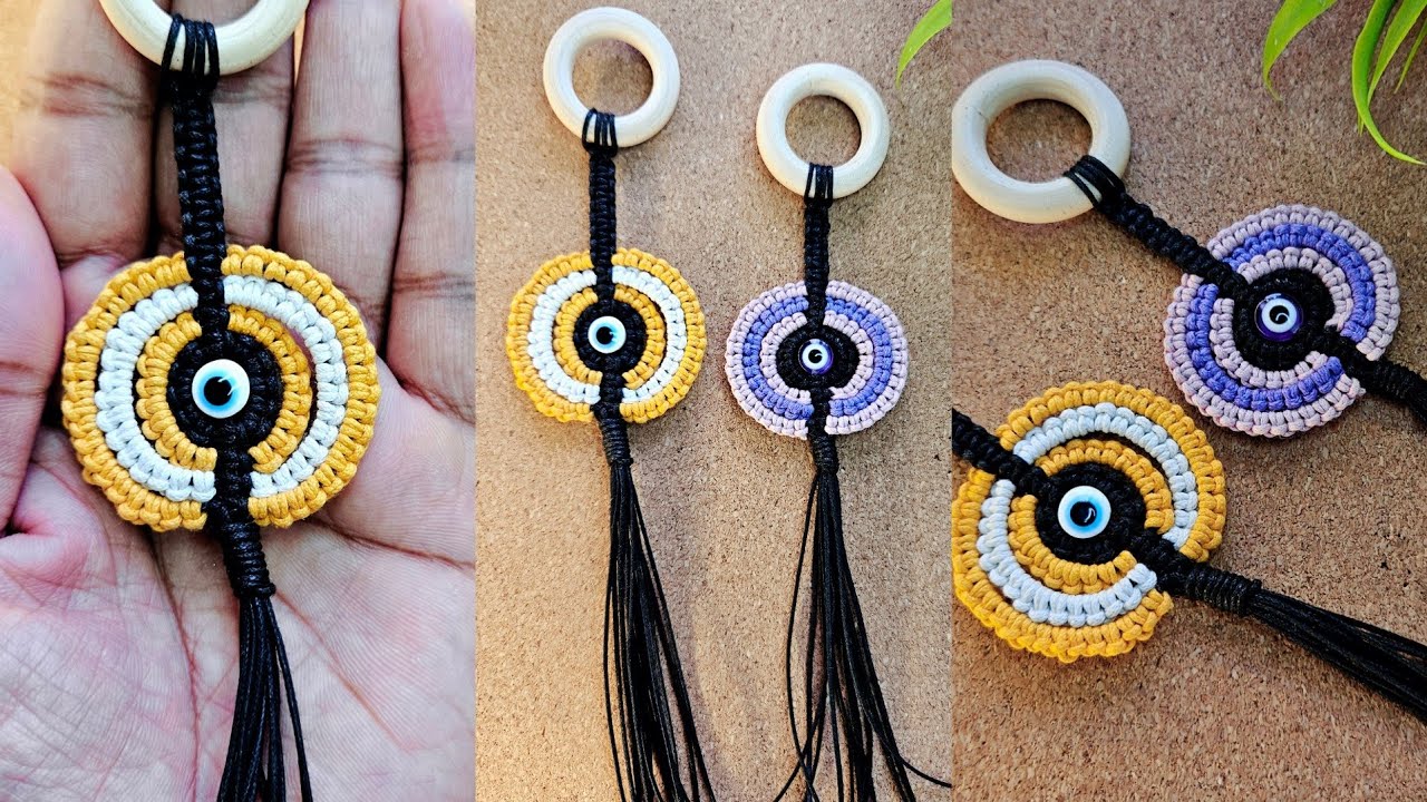 DIY Handmade Macrame Keychain | evil eye Keychain, Valentines day ...