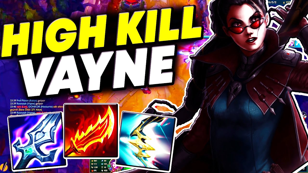 BOT LANE VAYNE GUIDE - ADC VAYNE HIGH KILL GAMEPLAY | League Of Legends ...