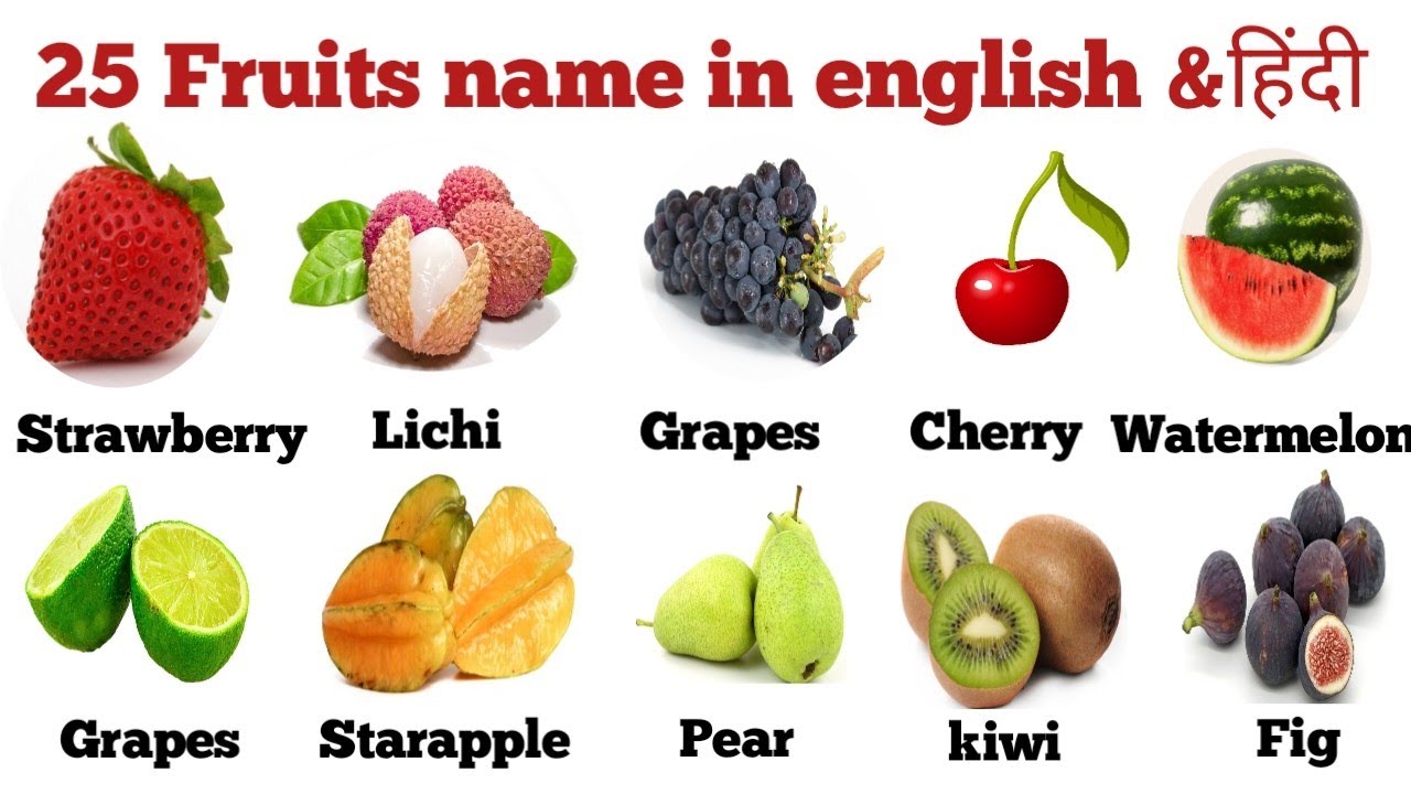 Fruits Name in Hindi and English | Fruits Name | फलों का नाम | 25 ...