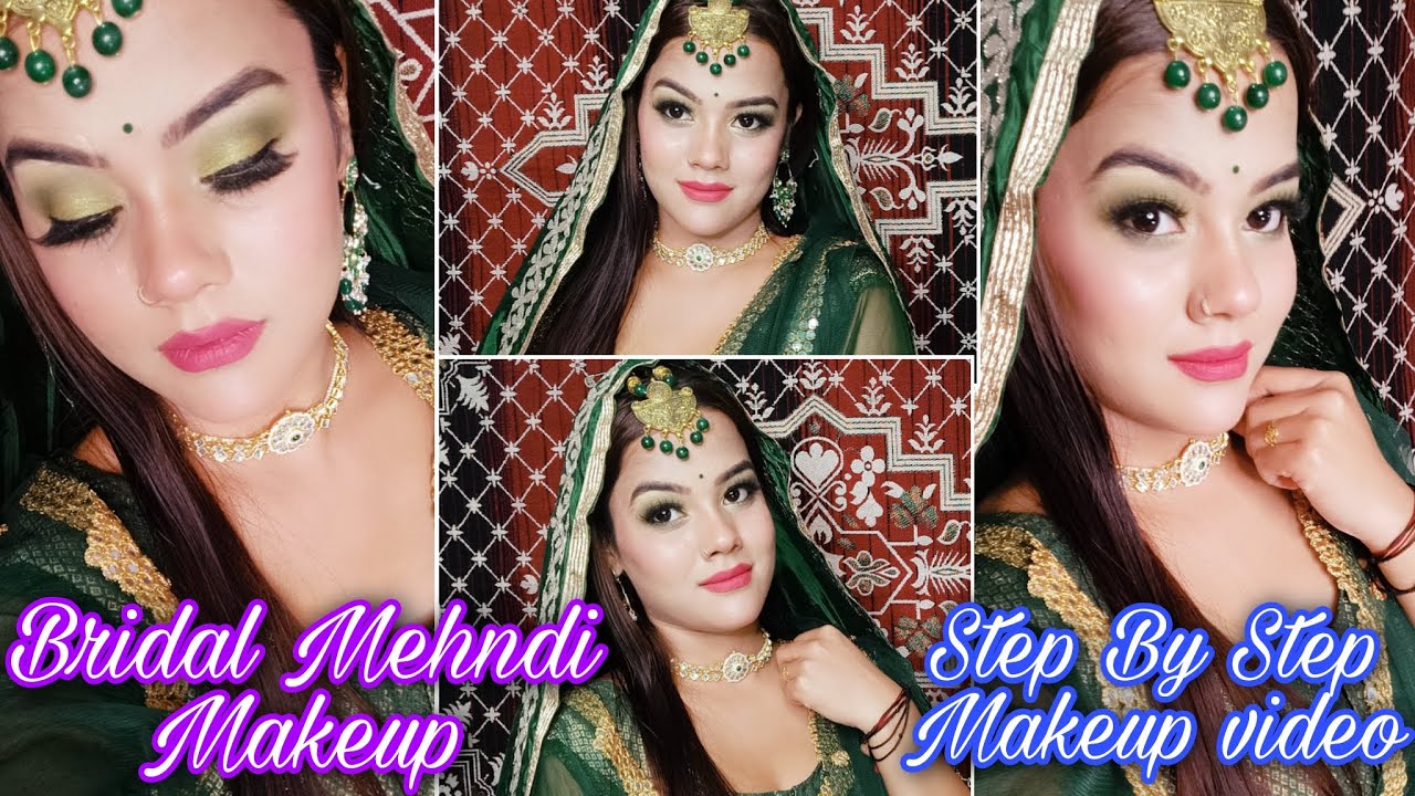 Mehndi Makeup Look | How to do Bridal Mehndi Makeup at Home | step by ...