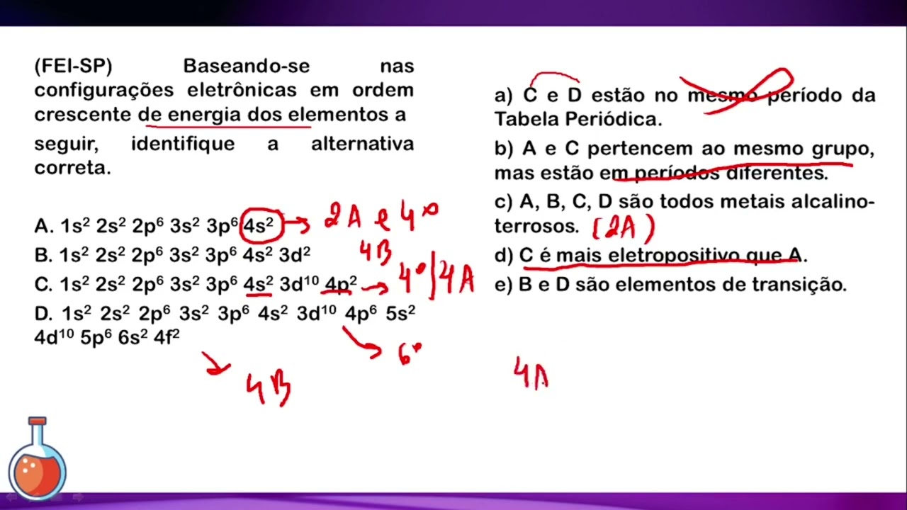 (FEI-SP) Baseando-se nas configurações eletrônicas em ordem crescente ...