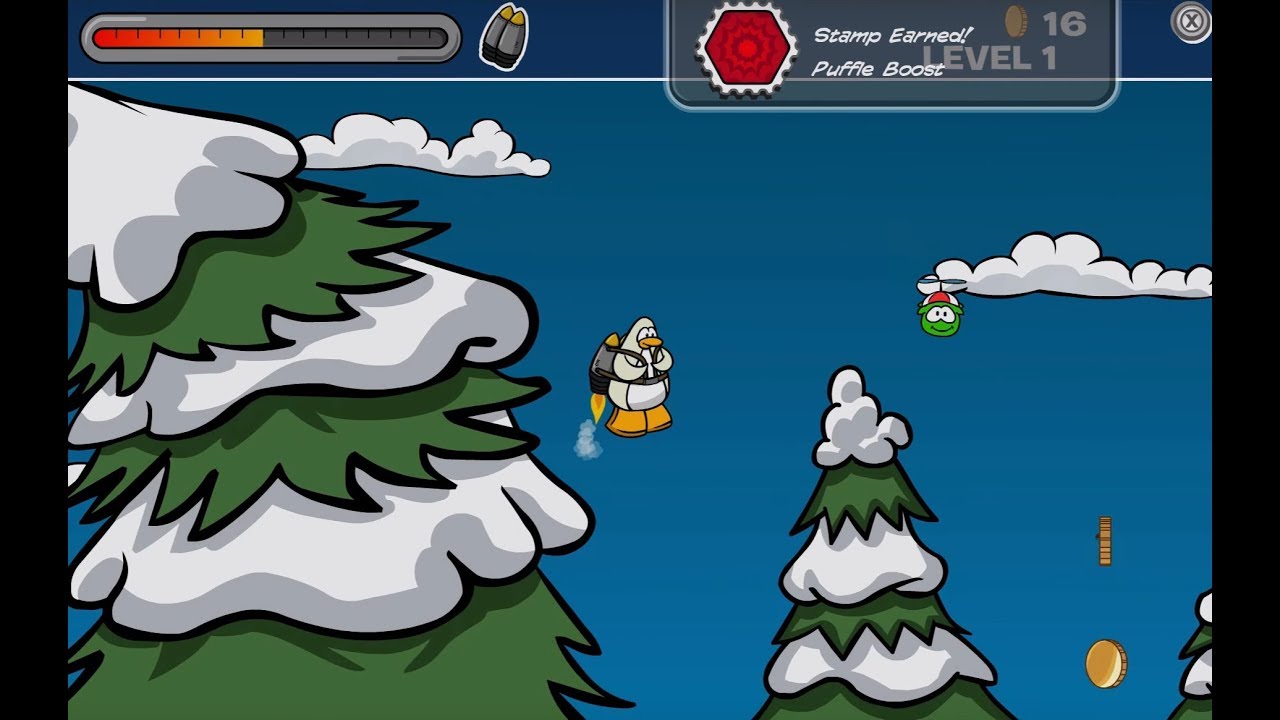 Club Penguin Online: Jet Pack Adventure: Puffle Boost Stamp - YouTube