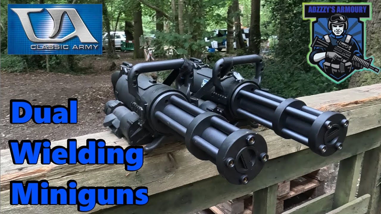 2 miniguns are better than 1! - Classic Army M133 airsoft minigun - YouTube