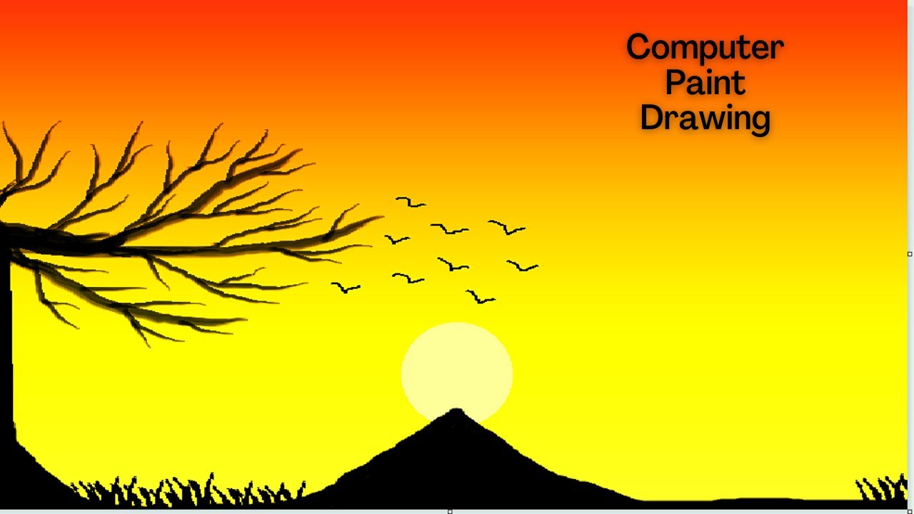 Sunset Drawing in Computer Painting | Computer Paint Tutorial | MS ...
