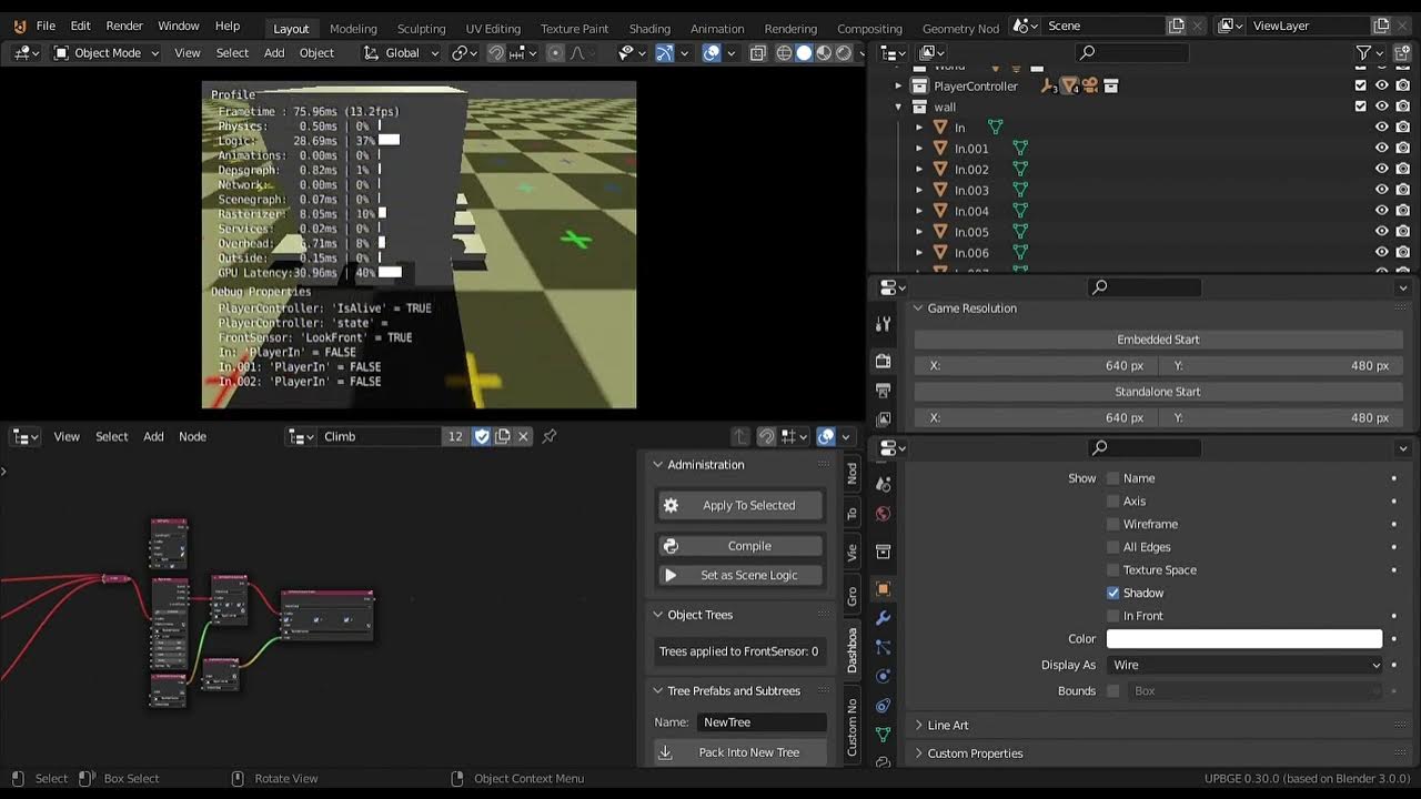 UPBGE 0.3 climbing system using logic node only - YouTube