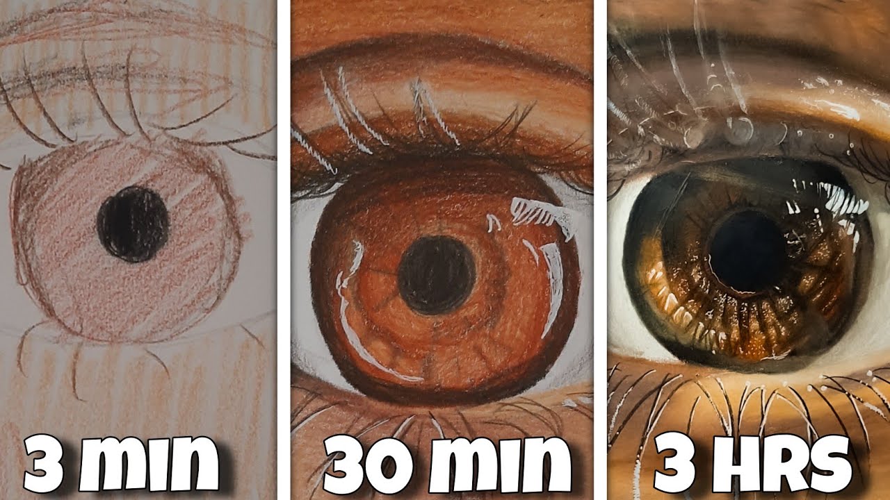 Drawing The Same Thing In 3 hours, 30 minutes & 3 minutes! || Realistic ...
