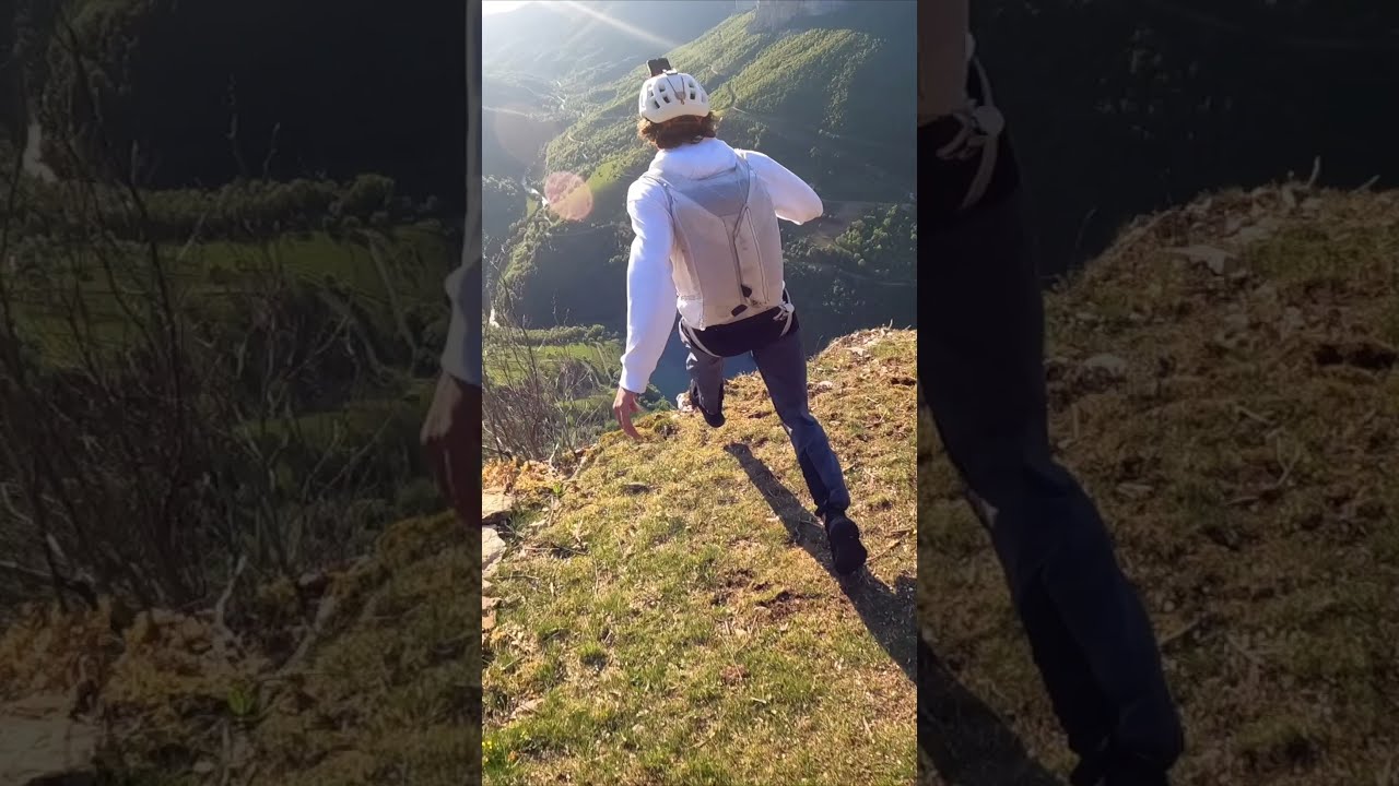 Huge cliff jump double gainer base jump - #shorts - YouTube