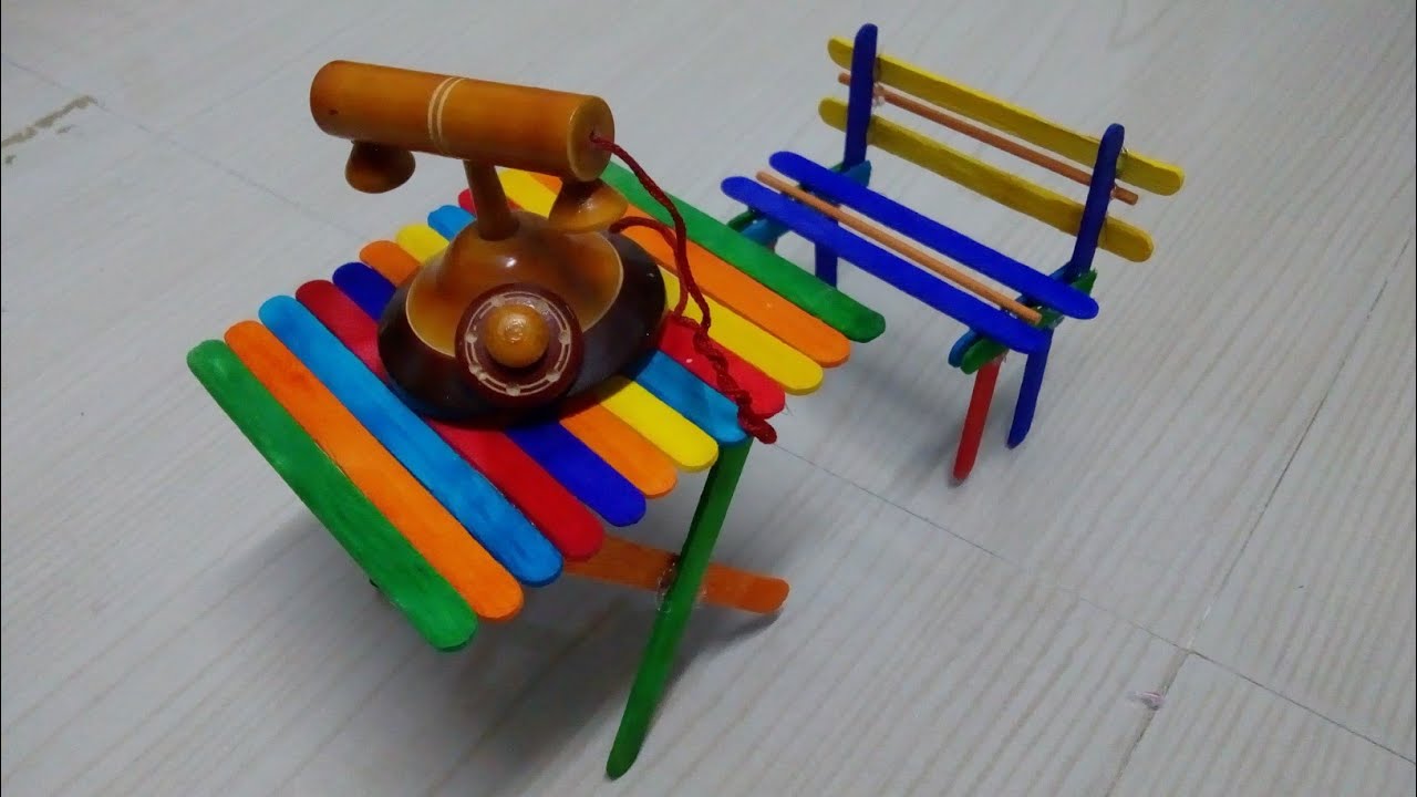 How to make simple table and chair using popsicle - YouTube