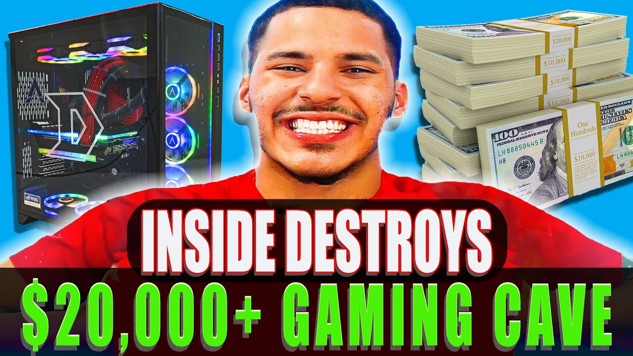 Inside of Destroy's $20,000+ Gaming Cave! | Gaming Room Tour | Destroy ...