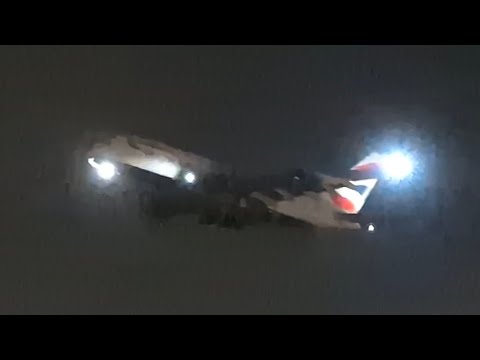 British Airways Airbus A380 Night Takeoff At Heathrow Airport - YouTube
