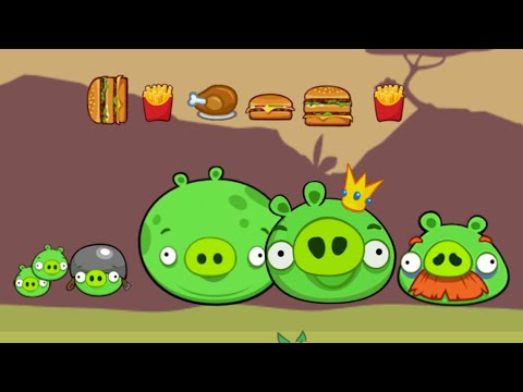 Bad Piggies - KING PIGS HUNGRY? GIVE THEM 1000 HAMBURGERS! FEEDING KING PIG (Little Pigs Adventure)