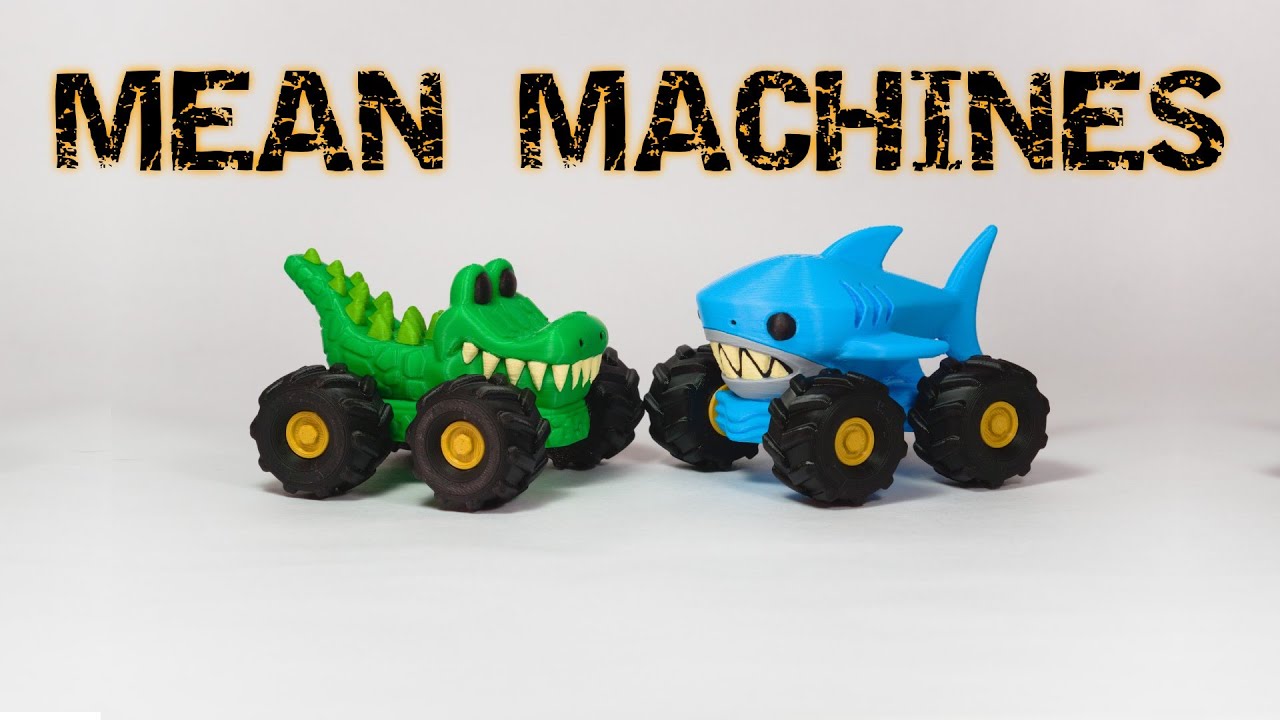 Mean Machines Monster Trucks (3d printed) - YouTube
