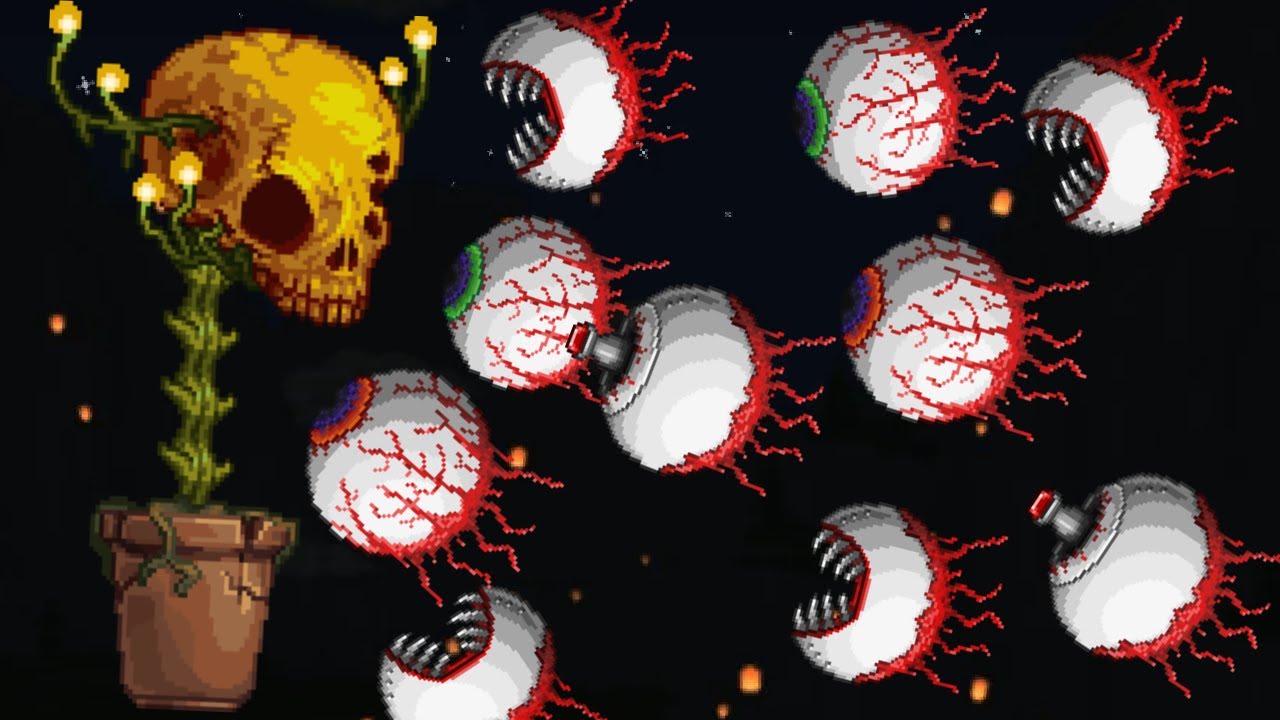 Terraria MANY Twins vs Big Bone Tmodloader 1.4.4 Smash Bros Boss Fight ...