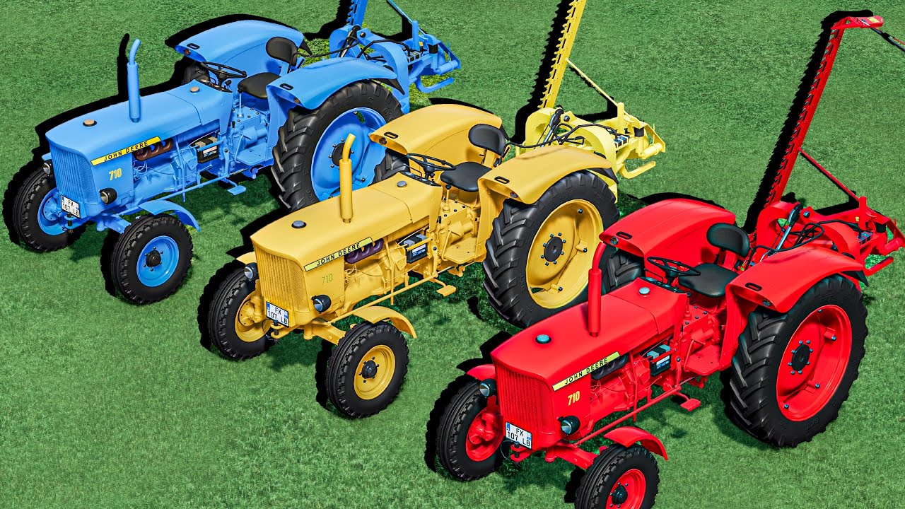 Mini Tractors with Colors - GRASS CUTTING with John DEERE Tractors ...