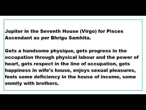 jupiter in 7th House for pisces Ascendant as per Bhrigu Samhita - YouTube