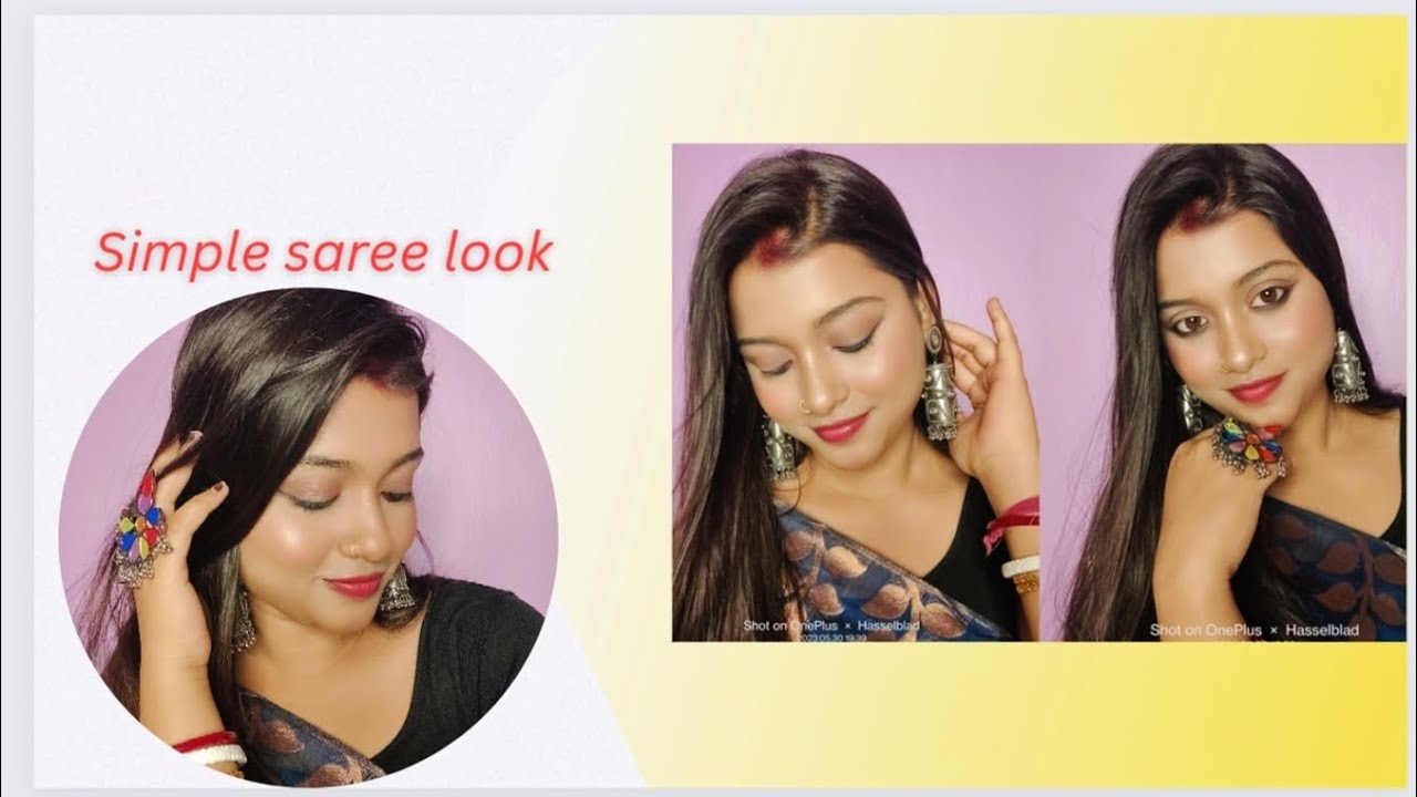 llsimple saree makeup look ️😍ll#video #sareelook #trending #manishadutta - YouTube