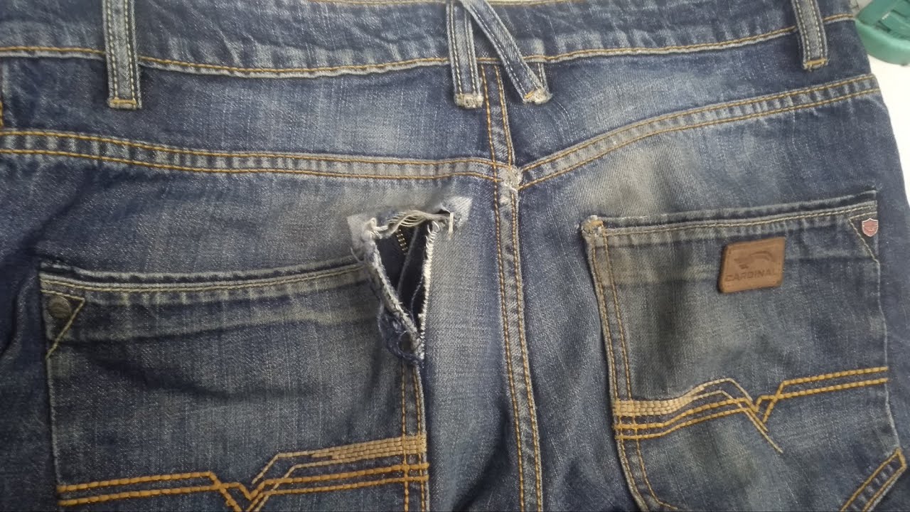 Cara Menjahit (Permak) Celana Jeans Robek Belakang - YouTube