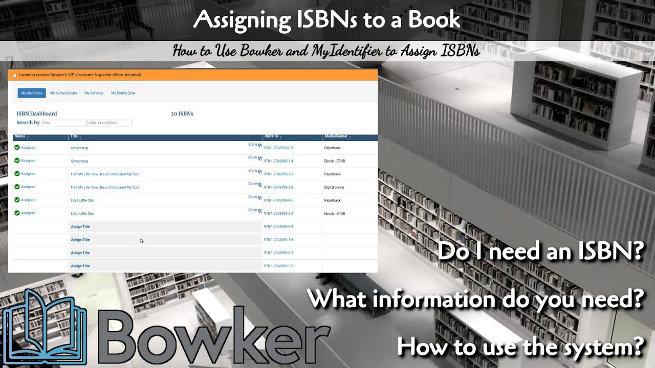 Using Bowker to Assign ISBNs - YouTube