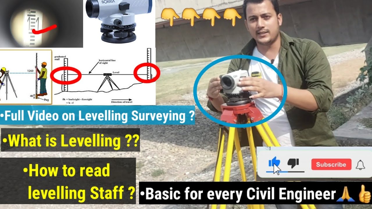 How to use Auto level in surveying || how to read levelling staff ...