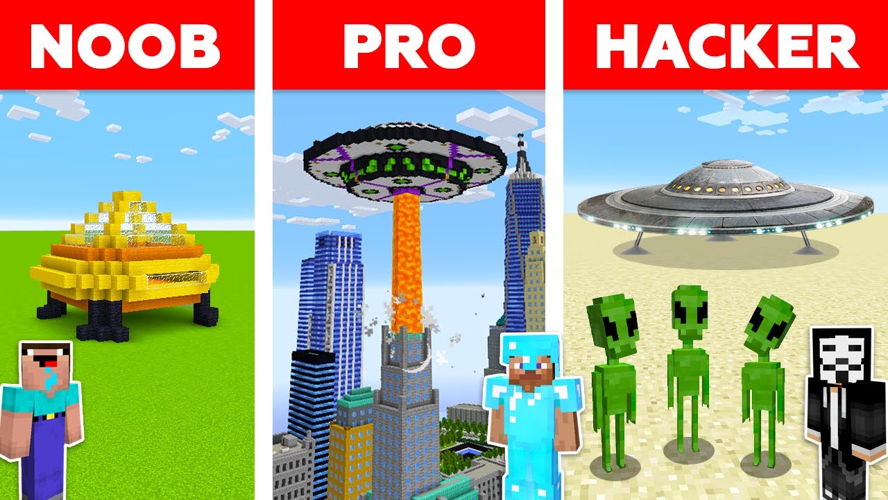 Minecraft NOOB vs PRO vs HACKER : ALIEN BASE CHALLENGE in minecraft ...