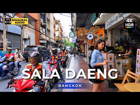 Bangkok Silom Area 🇹🇭 Sala Daeng - Lumpini | 4K HDR • Binaural Audio 🎧