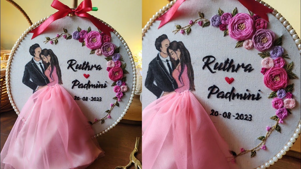 Couple embroidery | Step by step embroidery tutorial | Wedding gifts ...