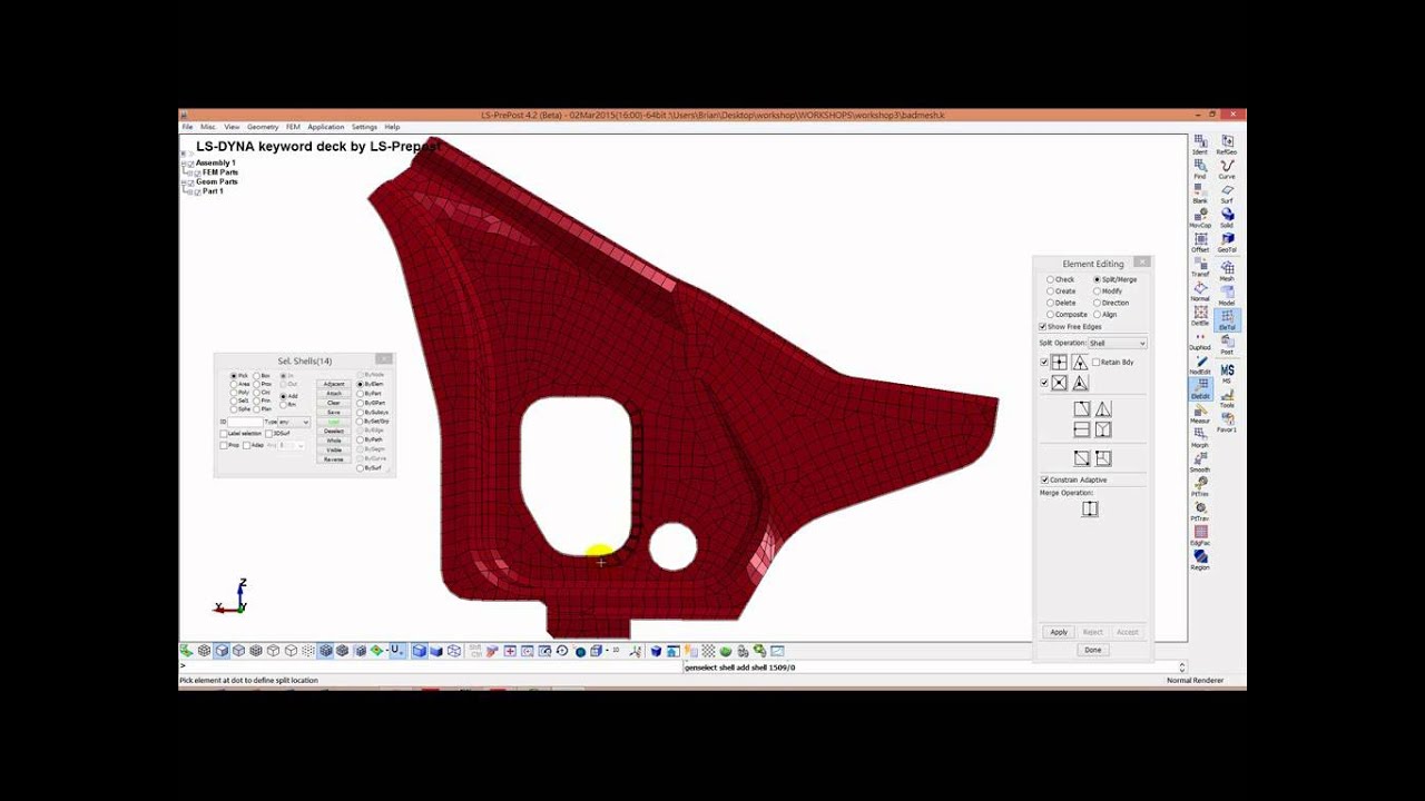 LS-PrePost Workshop3 - Split Elements - YouTube