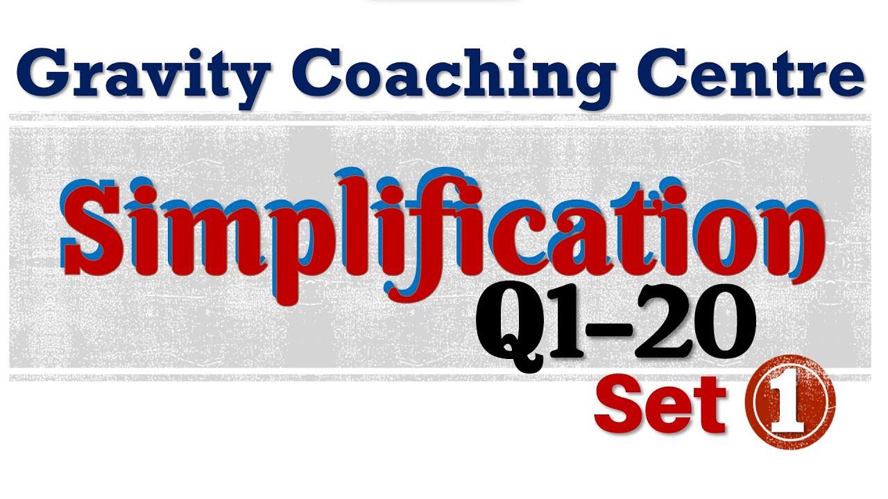 Set 1 | Simplification | Q1 to Q20 | Quantitative Aptitude | Maths ...