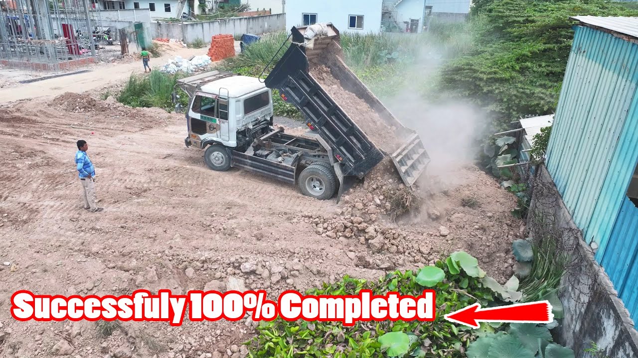 Successfully 100% Completed The Project! Fill land Pouring soil into ...
