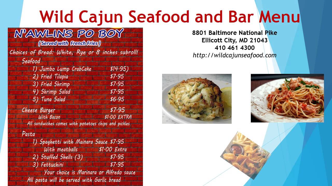 menu wild cajun 1 - YouTube
