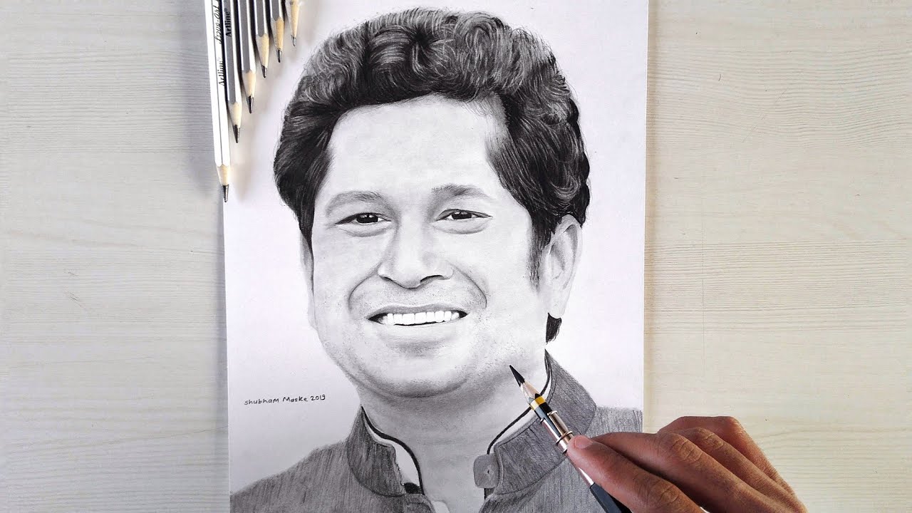 Drawing Sachin Tendulkar | Shubham Maske ArtStudio - YouTube