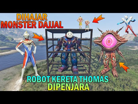 ROBOT MOBIL THOMAS DIKENAKAN MONSTER DAJJAL, UPIN IPIN TAKUT - GTA 5 BOCIL SULTAN