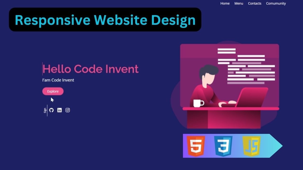 Responsive Website Design Mobile First HTML CSS & JS | Code Invent - YouTube