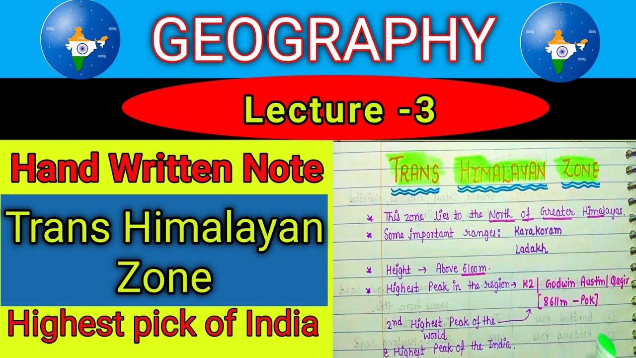 Trans Himalayan Zone & Highest peaks of the states || Handwritten Notes ...