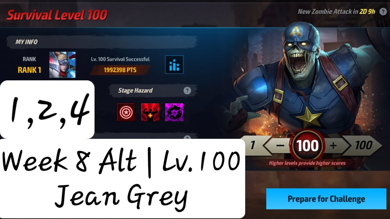 Zombie Week 8 Alt: Lv.100 - Jean Grey｜Ban 1,2,4 & Leadership｜Zombies ...