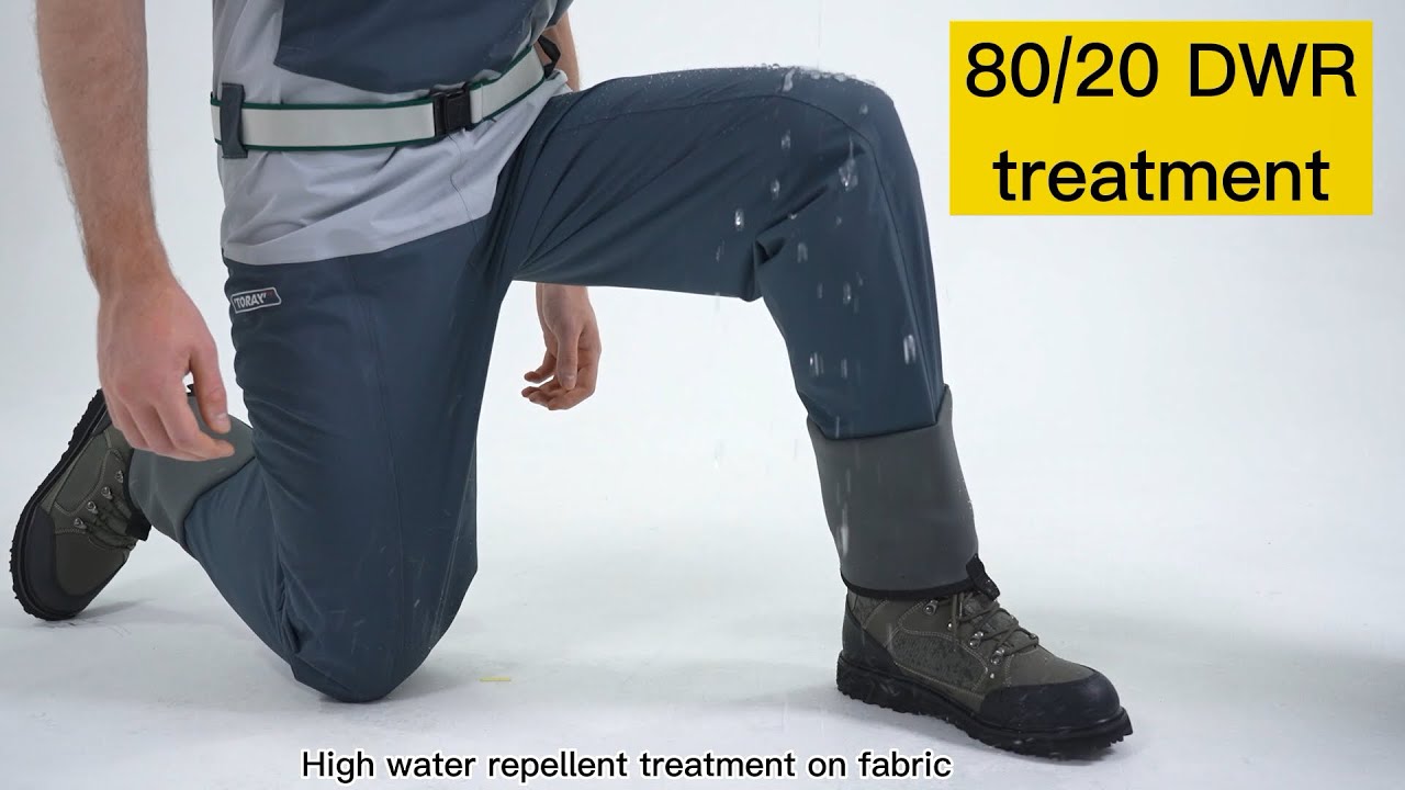 Water repellent treatment on breathable fishing waders - YouTube