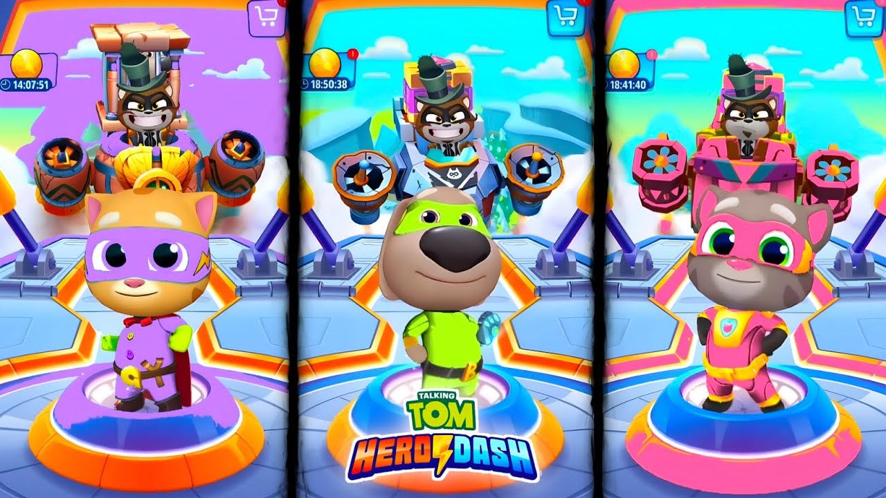 Talking Tom Hero Dash - Hero Ginger, Hero Ben, Hero Tom, Fight The ...
