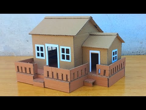 Making A House With Cardboard For School project|Miniature Cardboard ...