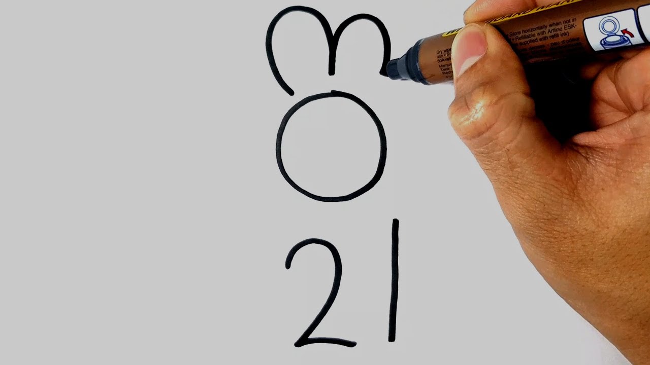 How To Reveal Numbers 0123 into Rabbit and Carrot Drawing Step by Step ...